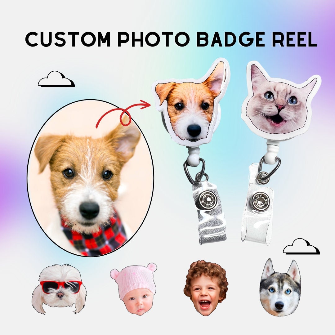 Personalized Custom Photo Badge Reels, ID Badge Reel With Pet and Baby ...