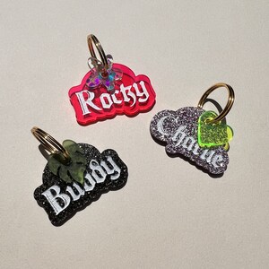 Gothic Pet ID Tag, Custom Dog Tag, Cat Collar Tag, Glitter Dog Tag ...