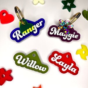 Groovy Retro Font Pet ID Tag, Personalized Dog and Cat Tag, Arcade Font ...
