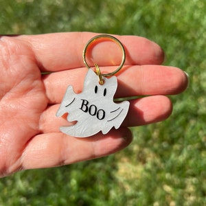 Ghost Pet ID Tag for Dogs and Cats, Ghost Name Tag, Halloween Dog ID ...