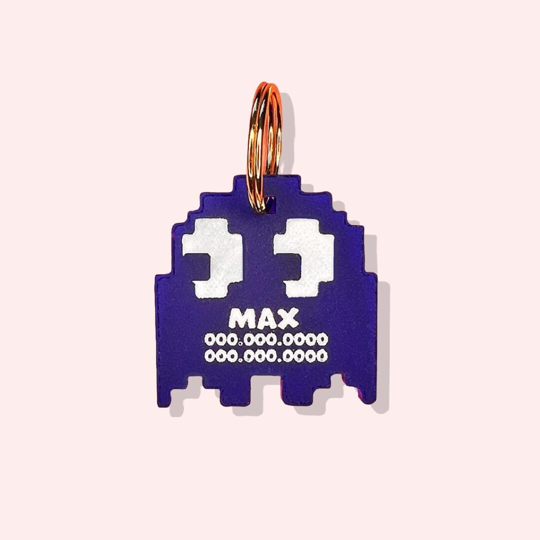 Pixel Pacman Dog Tag: Custom Engraved Pet ID Tag - Etsy