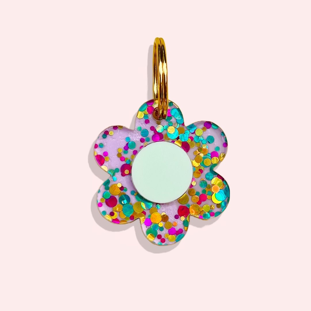 Flower Custom Dog Tag, Personalized Colorful ID Tags for Dogs, Dog Name ...