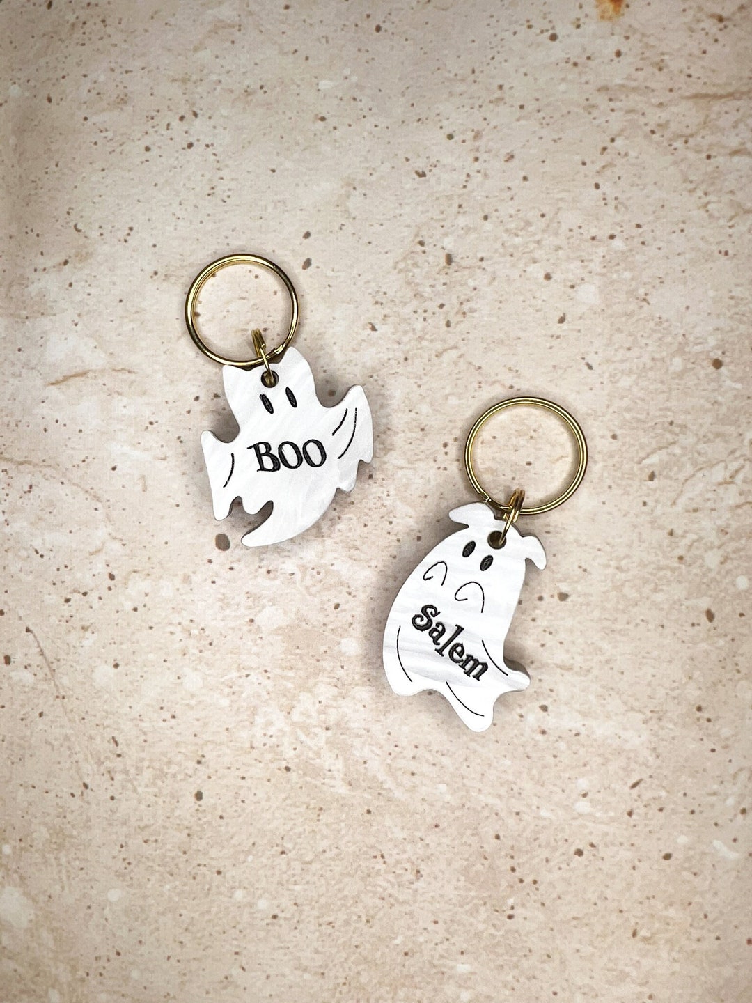 Ghost Pet ID Tag for Dogs and Cats, Ghost Name Tag, Halloween Dog ID ...