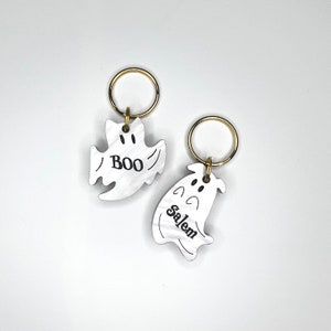 Ghost Pet ID Tag for Dogs and Cats, Ghost Name Tag, Halloween Dog ID ...