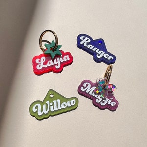 Groovy Retro Font Pet ID Tag, Personalized Dog and Cat Tag, Arcade Font ...