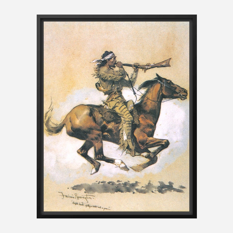 Buffalo Hunter Spitting A Bullet Into A Gun by Frederic Remington as ...