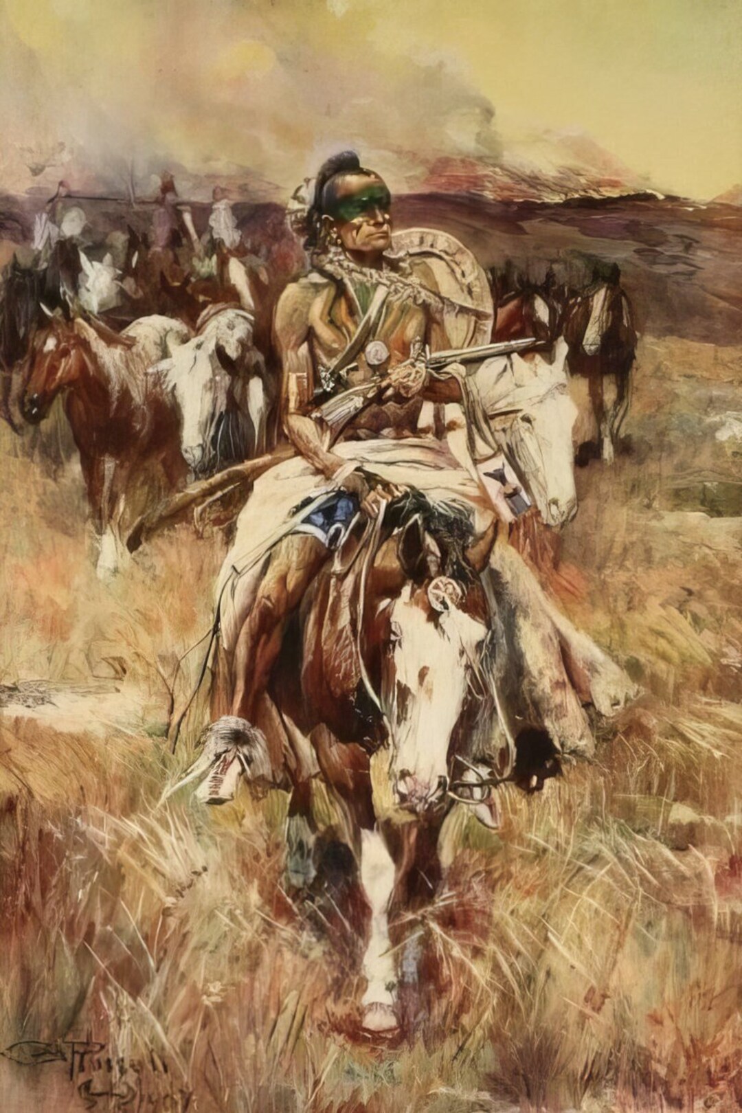 Indian Raiding Party by Charles M Russell Western Giclee Art Print as ...