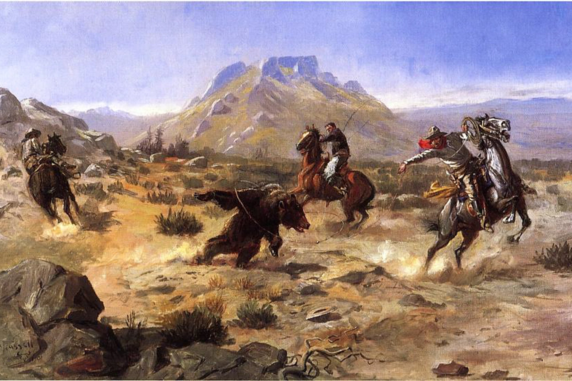 Capturing the Grizzly by Charles M Russell Western Art as - Etsy