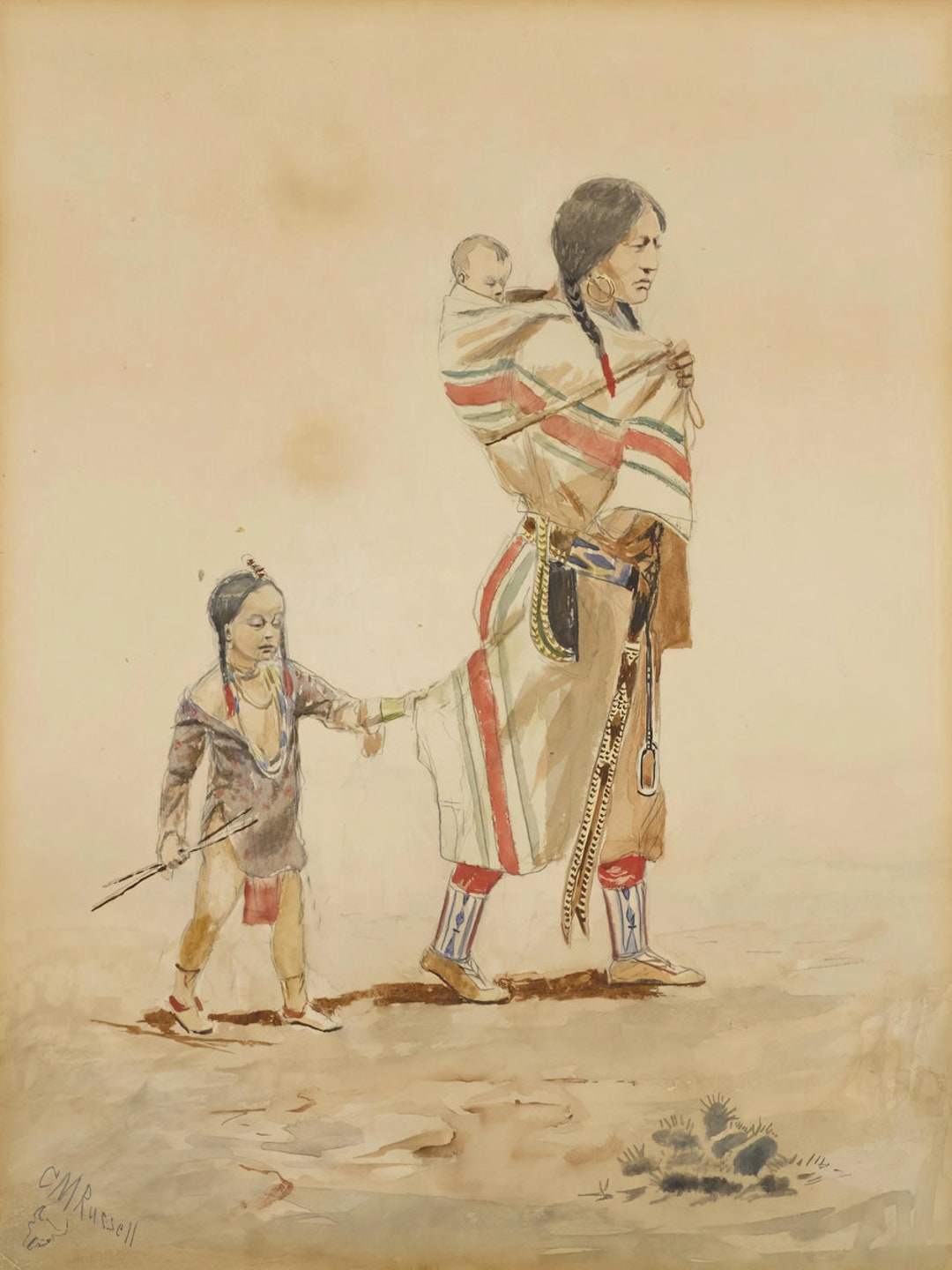 Indian Mother, 1891 by Charles M Russell Giclee Art Print as Rolled ...