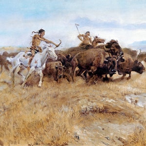 The Buffalo Hunt by Charles M Russell Western Giclee Art Print as ...