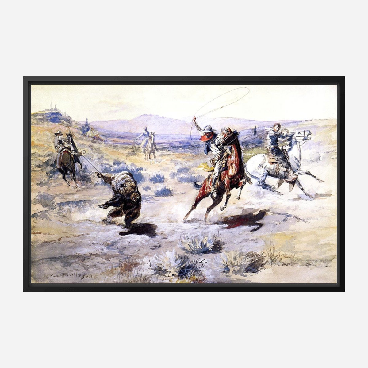 Roping a Grizzly by Charles Marion Russell Western Giclee Art Print as ...