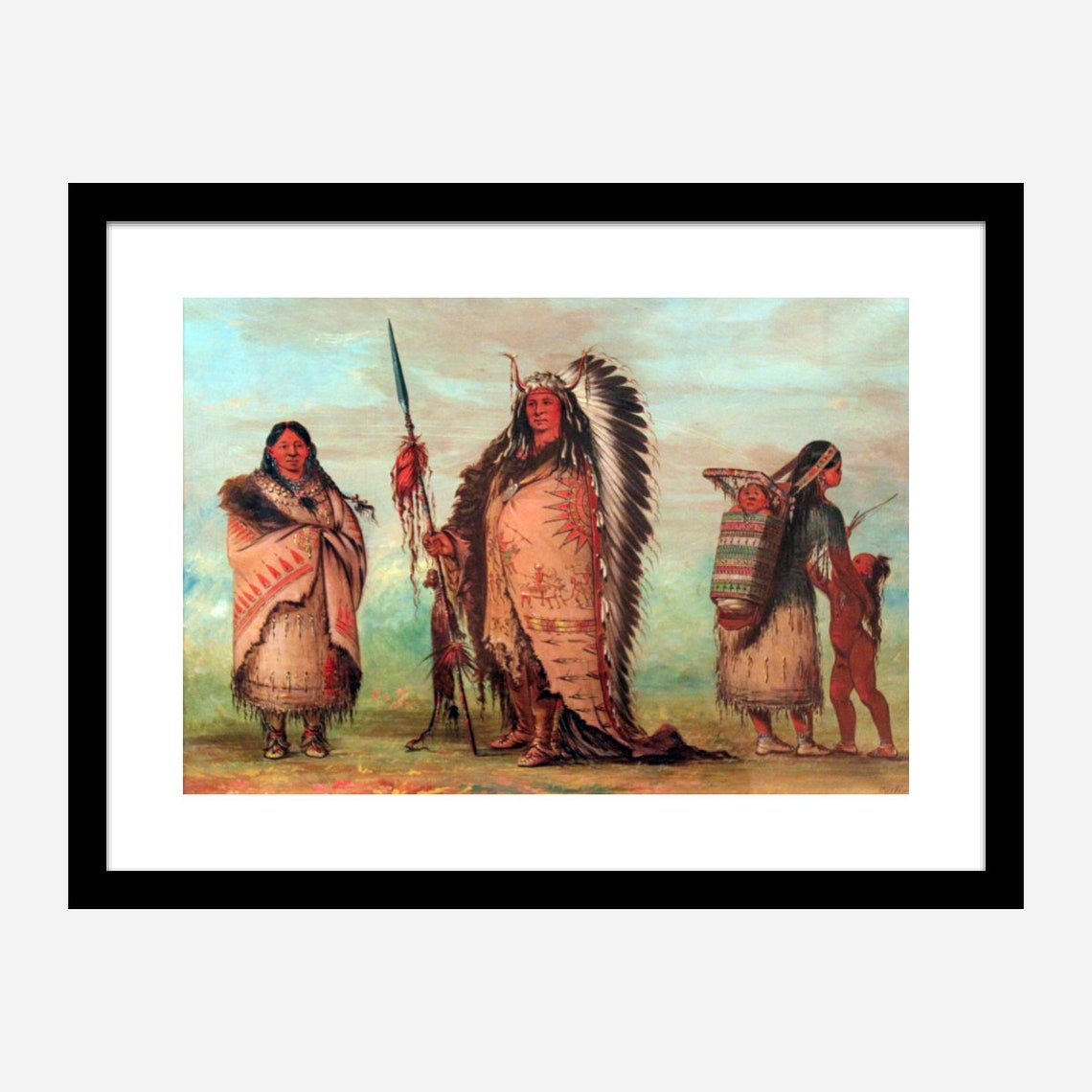 George Catlin Sioux Black Rock With Family Available as - Etsy Canada