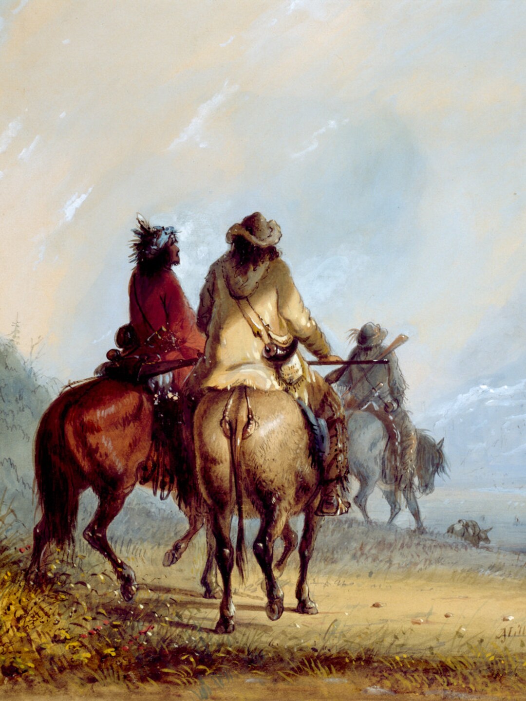 Trappers Starting for the Beaver Hunt by Alfred Jacob Miller, Rolled ...