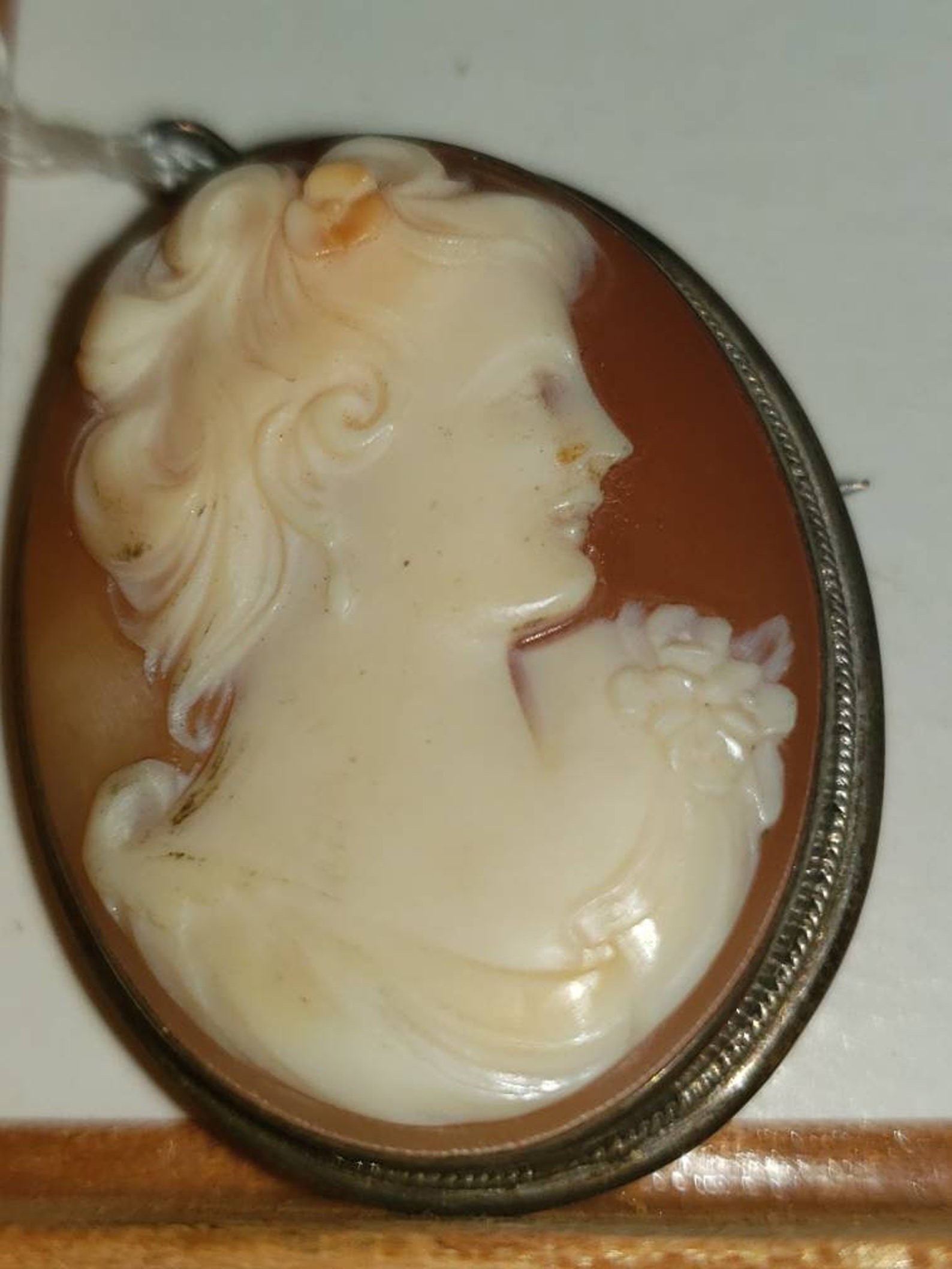 Extremely Detailed Hand Carved Cameo Pendant and Brooch in Silver ...