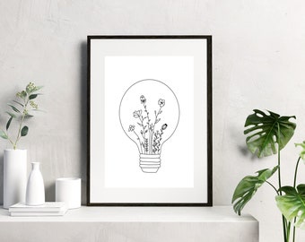 Light Bulb Print - Etsy UK