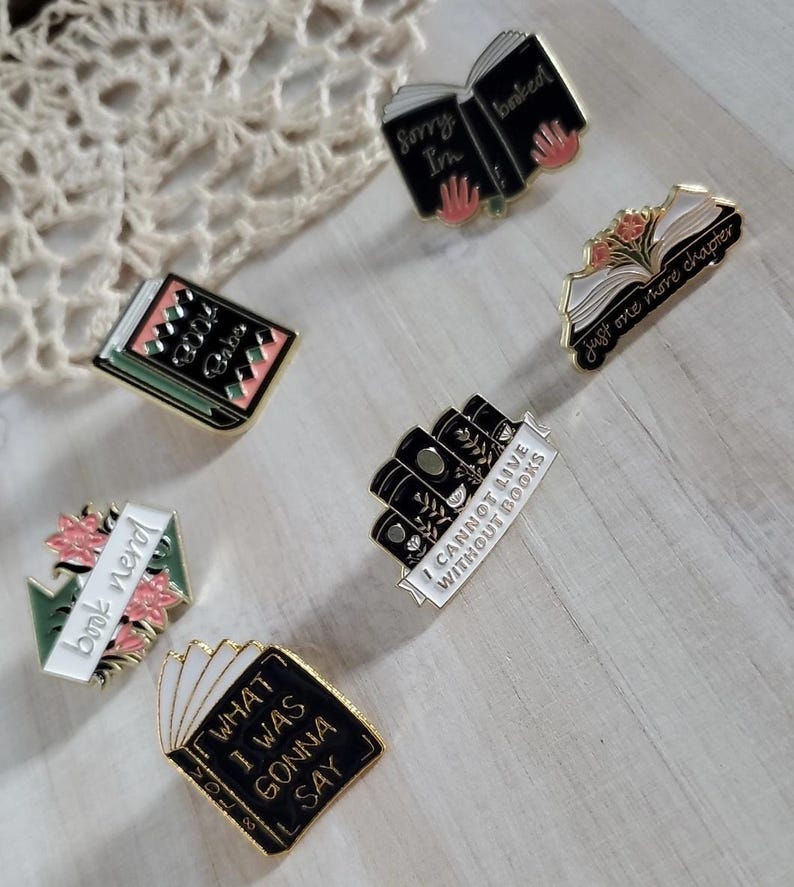 Book Reader Enamel Pins - Etsy