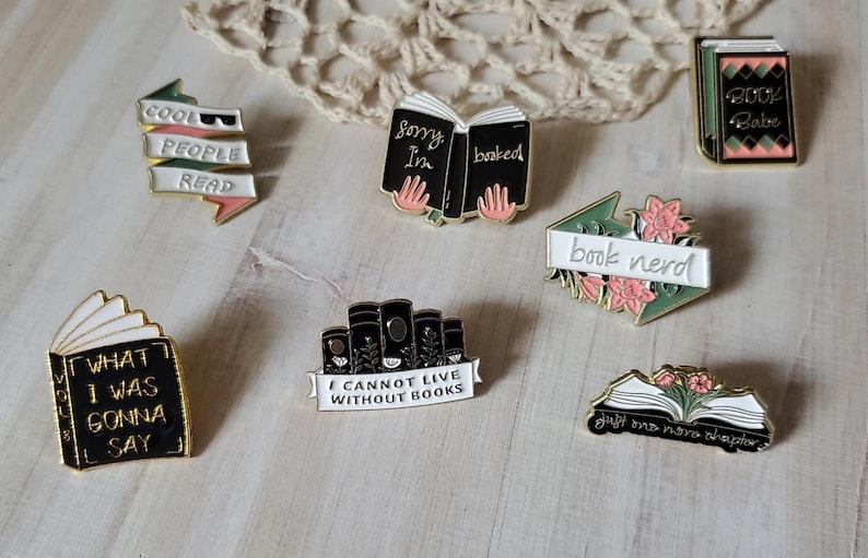 Book Reader Enamel Pins - Etsy
