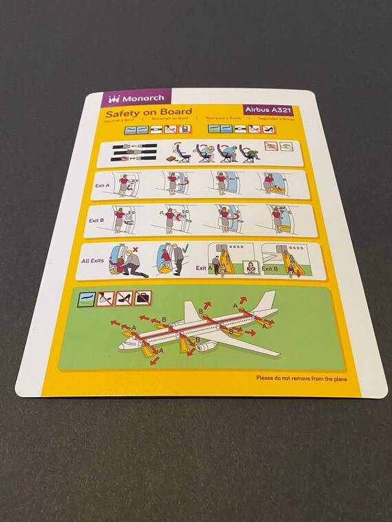 Monarch Airlines Airbus A321 Safety Card | Etsy