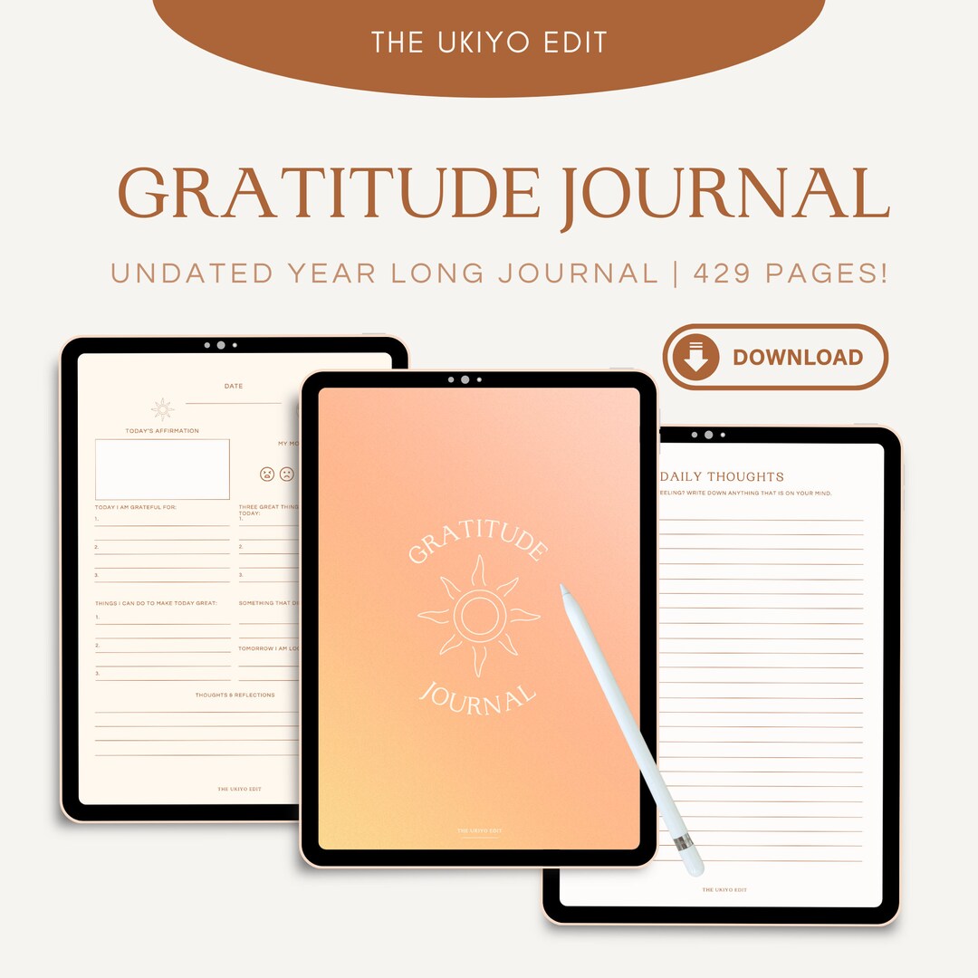 Digital Gratitude Journal PDF Instant Download | Day & Night 5 Minute ...