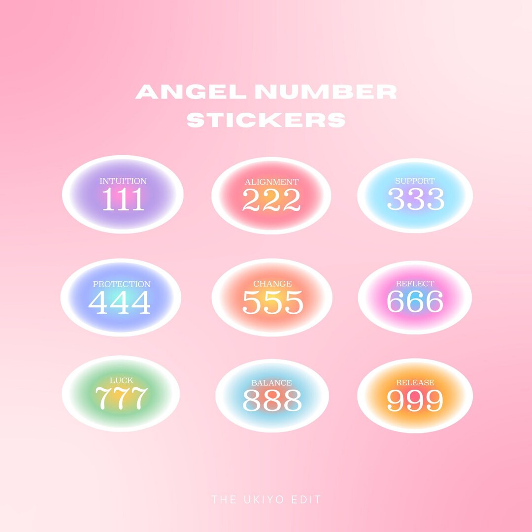 Angel Number Vinyl Sticker Pack - 9 Vibrant Stickers - 111, 222, 333 ...