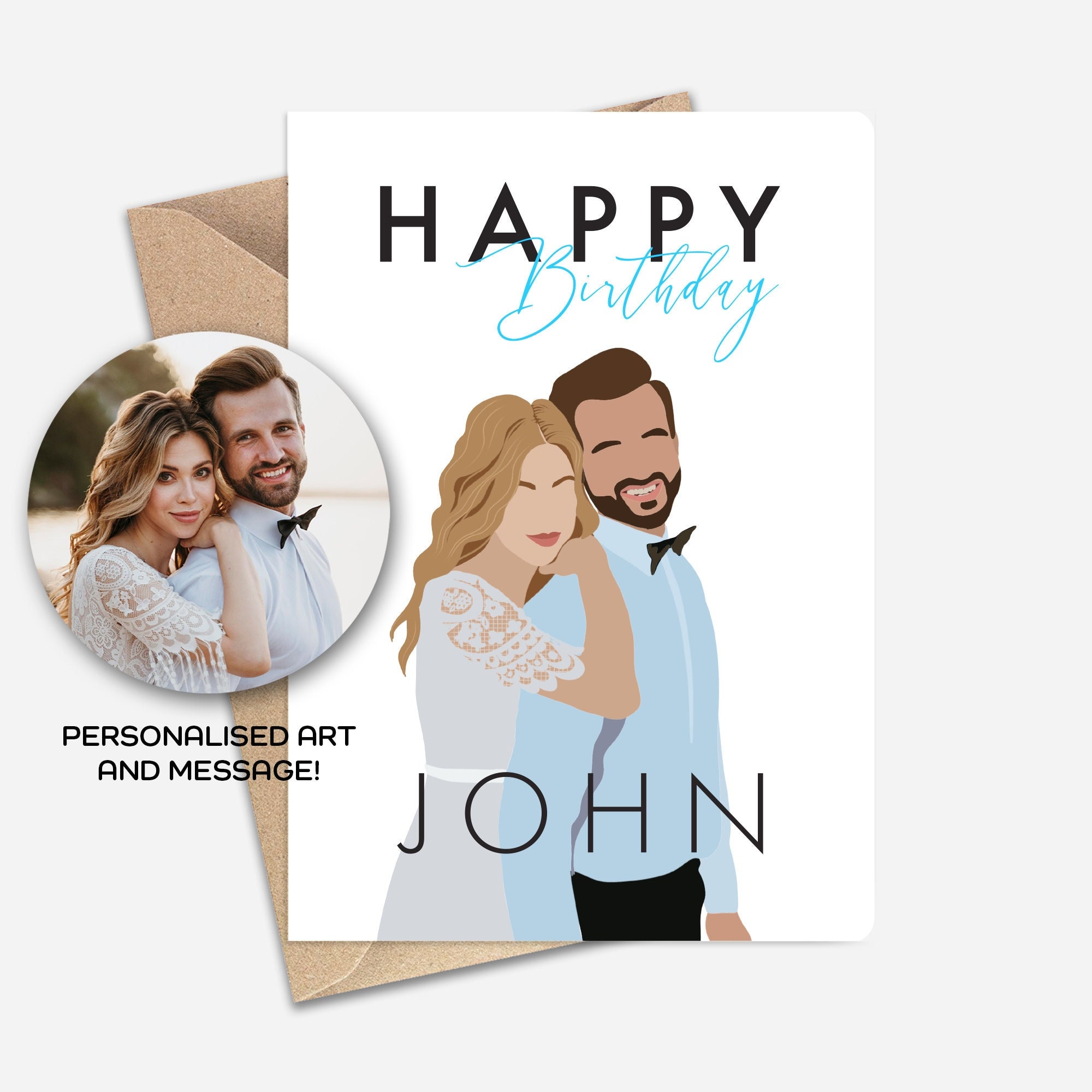 Personalised Illustration Cartoon Portrait Greeting Card (A6/A5 ...