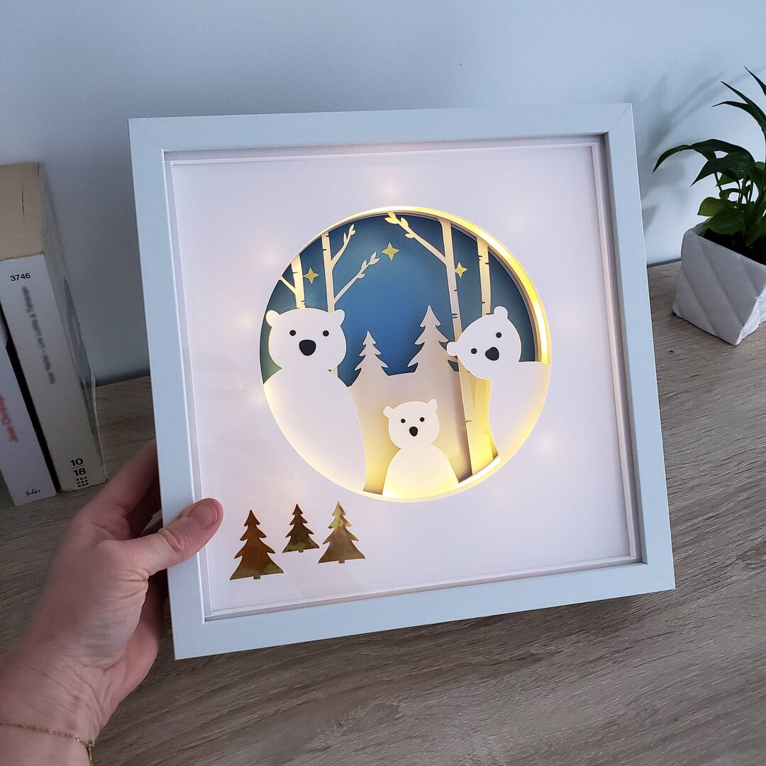 3D Light Frame, Bear and Cub - Etsy