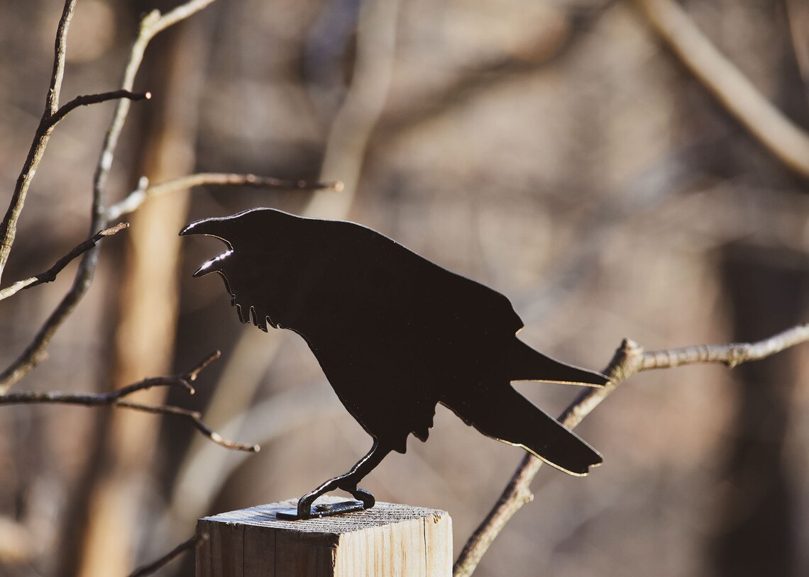 Raven Crow Metal Bird Steel Yard Garden Art Free Shipping - Etsy