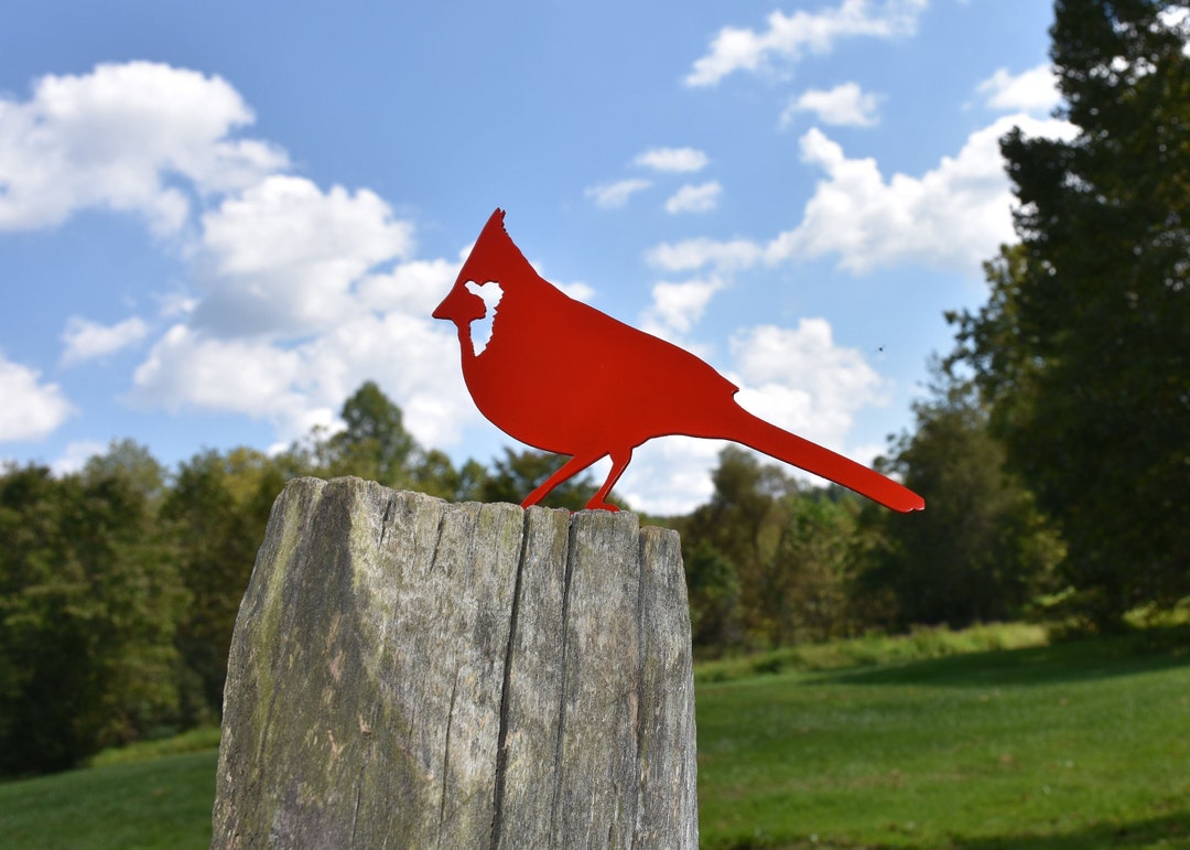 Cardinal - Red Bird Metal Garden Yard Art - Free Shipping - Great Gift ...