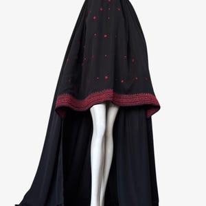 Black Afghan Topi Burqa With Red Embroidery: Nida Fabric Chadri Jilbab ...