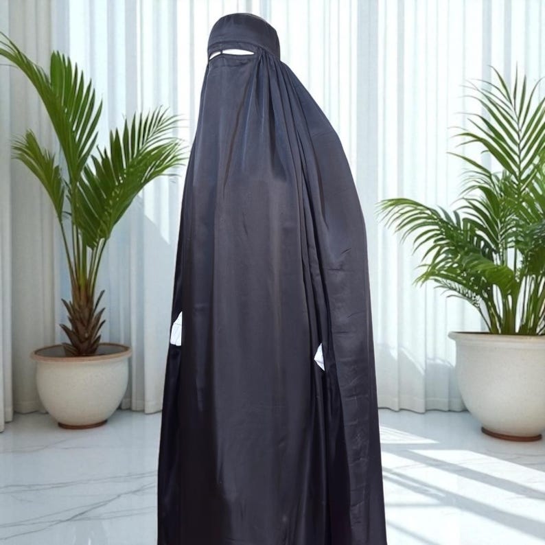 Black Niqabi Split Eyes Burqa: New Design Full Coverage Burka With Arm ...