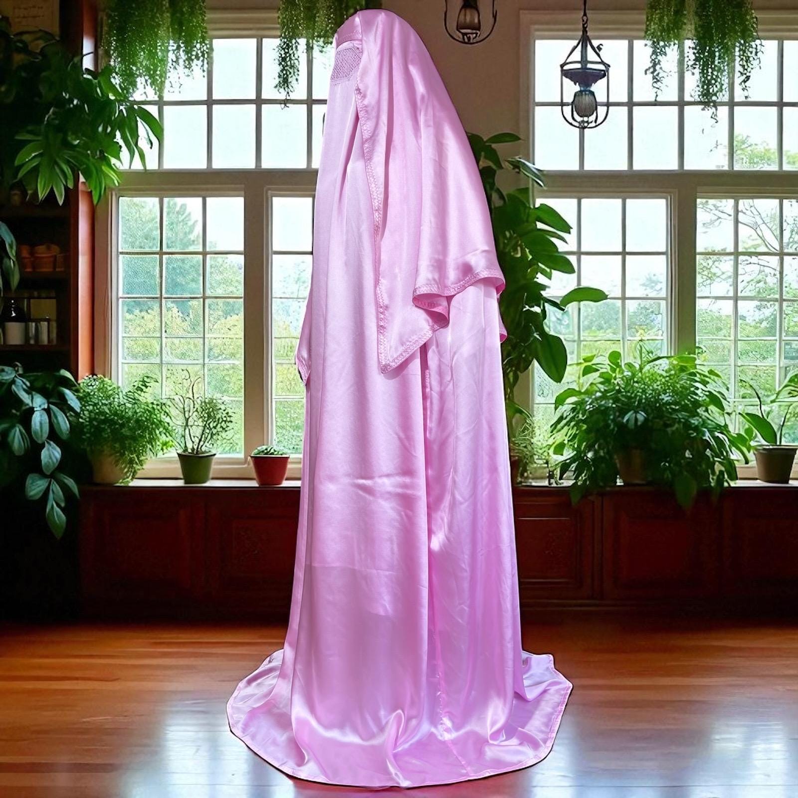 Pink Satin Silk Afghan Burqa: Topi Burka With Khimar and Arm Holes Full ...