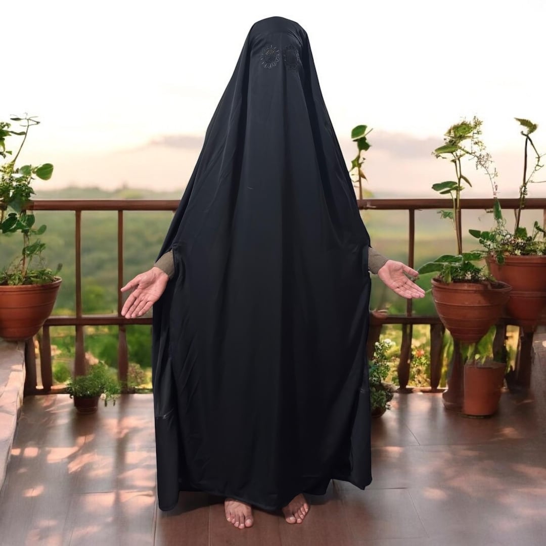 Handmade Islamic Kashmiri Burqa With Floral Eyes Mesh, Arm Holes & No ...