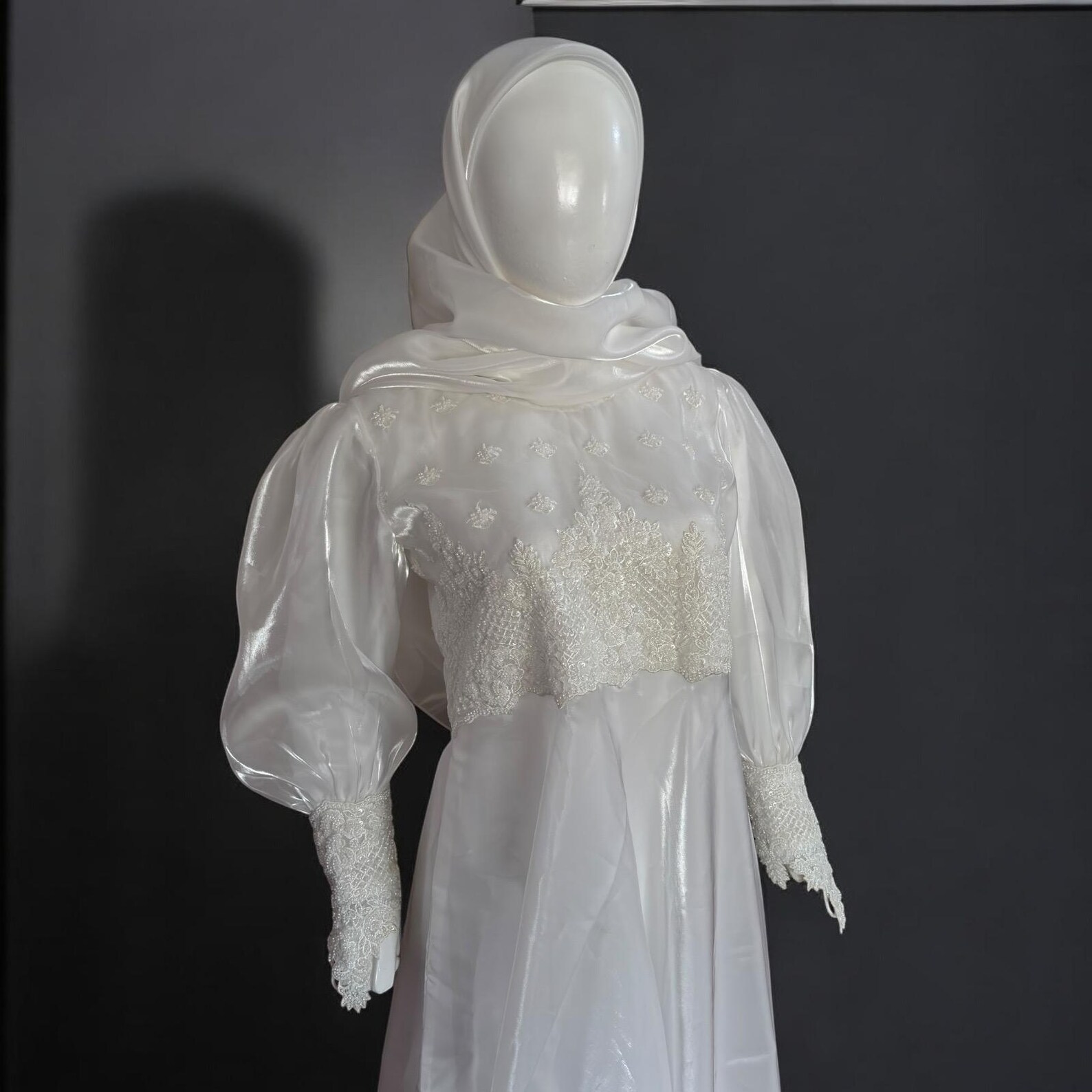 Complete Nikah Chador Set – Overhead Front Open Embellished Chadar With ...