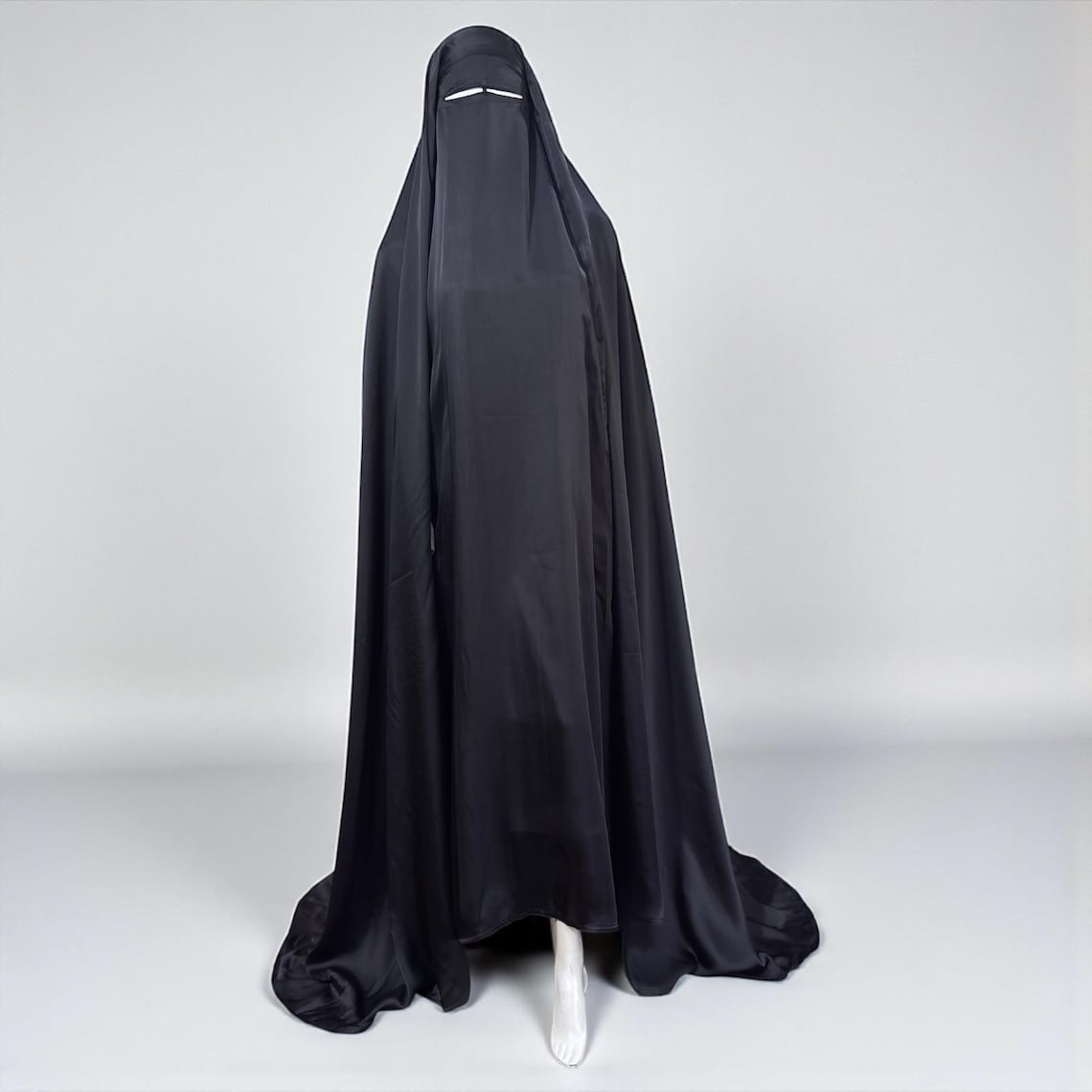 Black Niqabi Burqa: Split Eyes Kashmiri Nikab Burka With Arm Holes, No ...