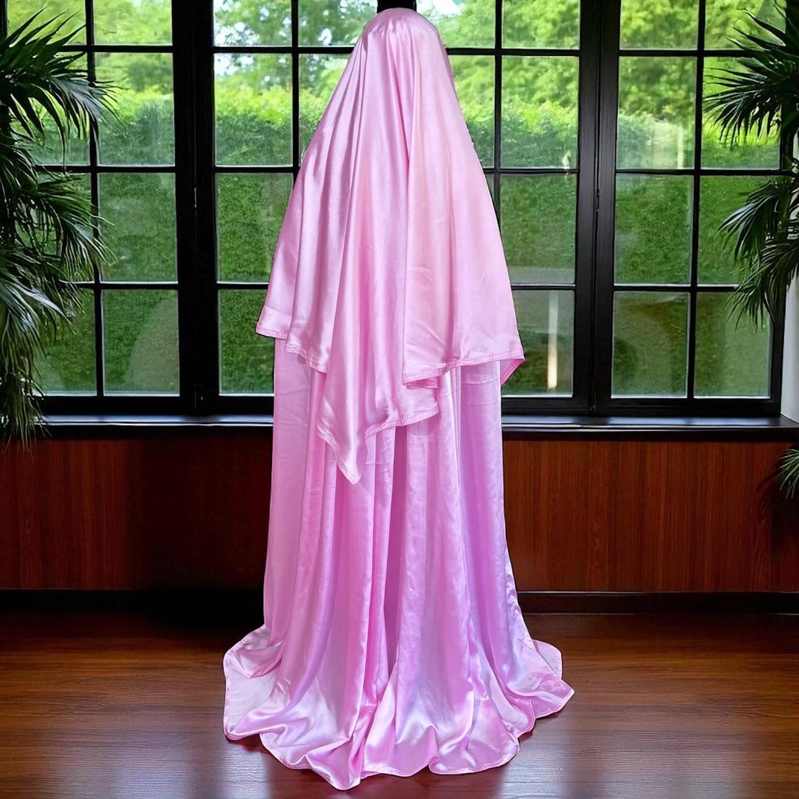 Pink Satin Silk Afghan Burqa: Topi Burka With Khimar and Arm Holes Full ...