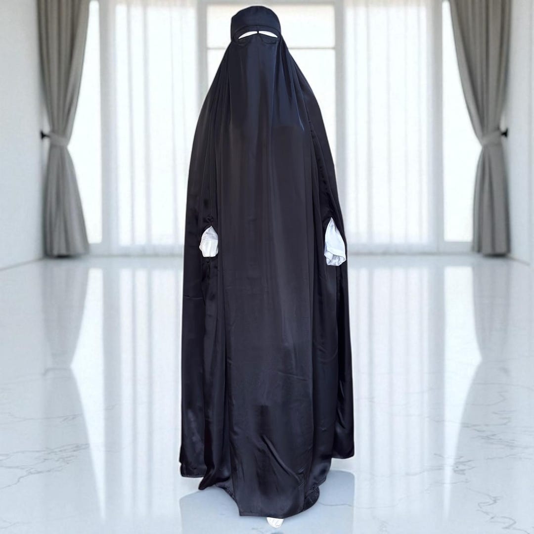 Black Niqabi Split Eyes Burqa: New Design Full Coverage Burka With Arm ...