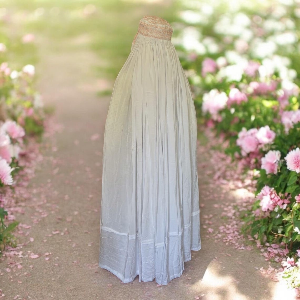 Afghan Topi Burqa, White Breathable Linen Chadri With Pink Embroidery ...