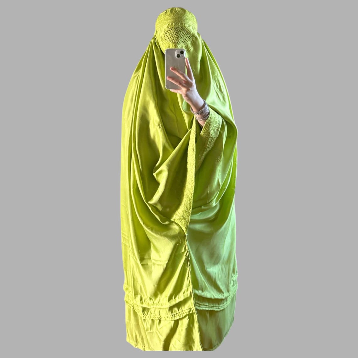 Handmade Lush Green Silk Afghan Burqa: Full Coverage Muslim Chadri ...
