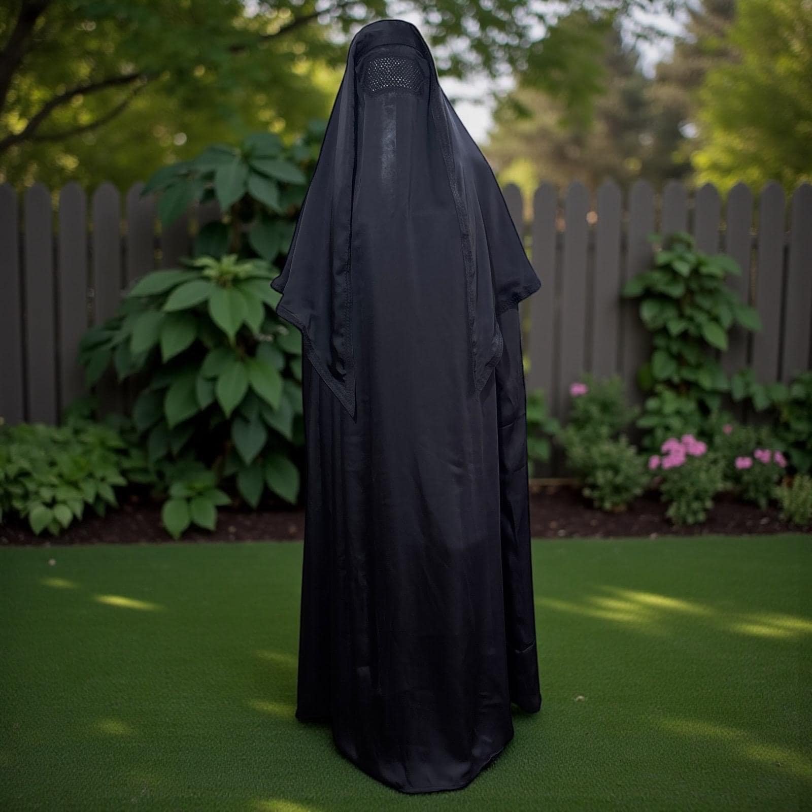 Black Satin Silk Afghan Burqa: Topi Burka With Khimar and Arm Holes ...