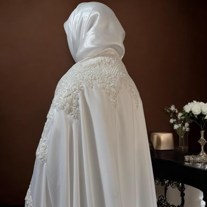 Complete Nikah Chador Set – Overhead Front Open Embellished Chadar With ...