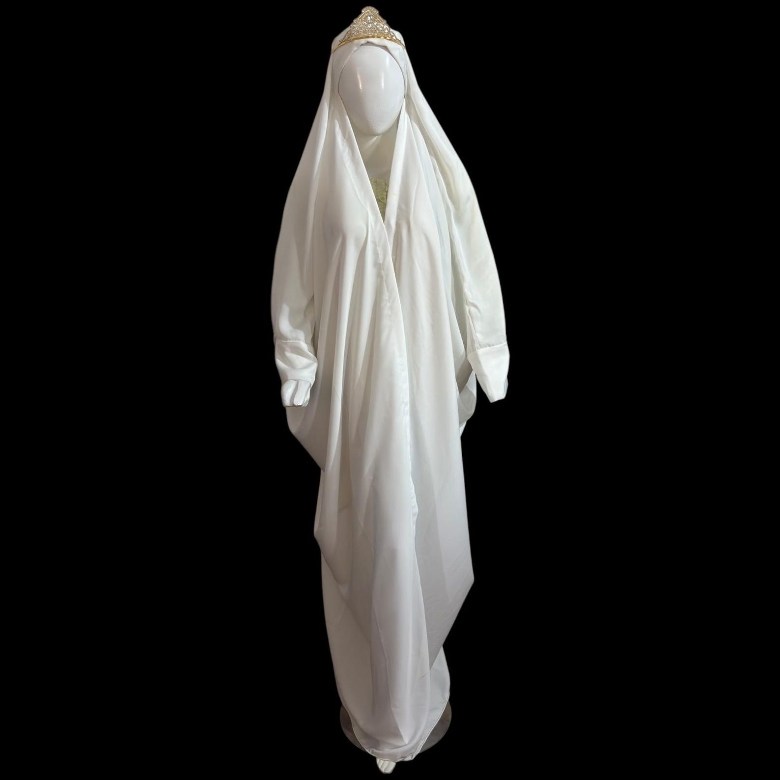 Women’s White Chador, Full Length Chadar With Sleeves, Overhead Front ...