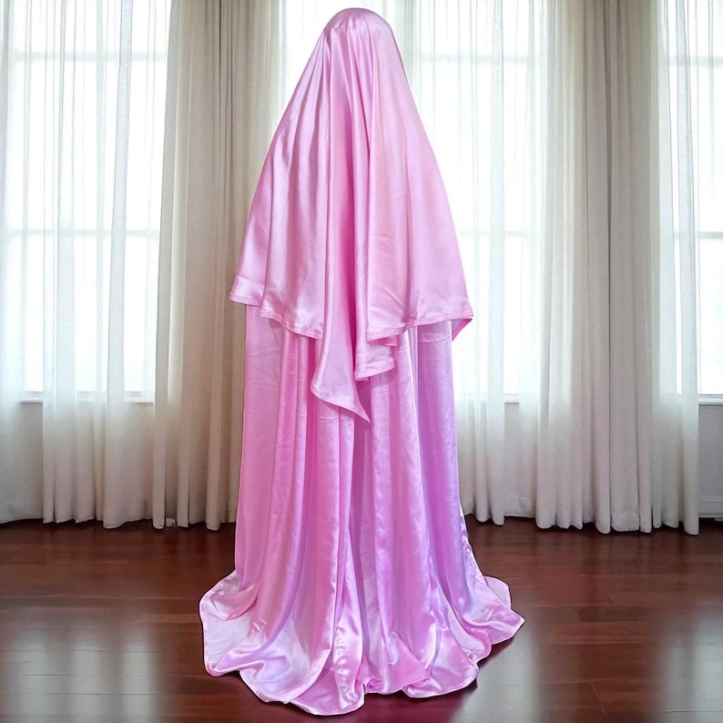 Pink Satin Silk Afghan Burqa: Topi Burka With Khimar and Arm Holes Full ...