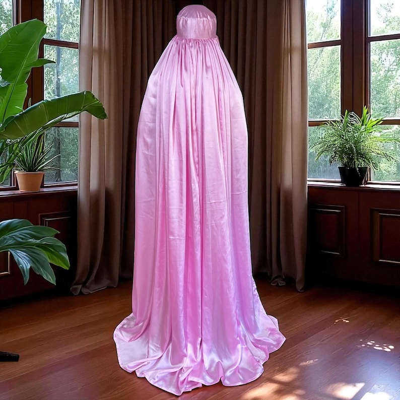 Pink Satin Silk Afghan Burqa: Topi Burka With Khimar and Arm Holes Full ...
