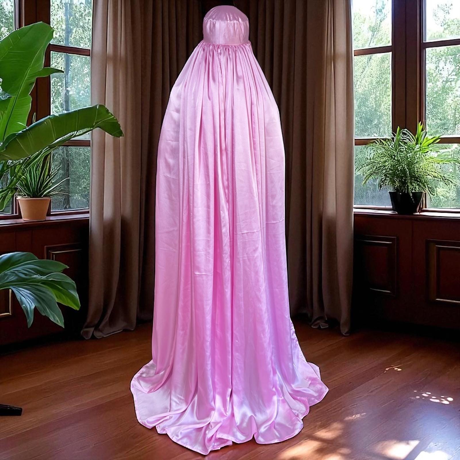 Pink Satin Silk Afghan Burqa: Topi Burka With Khimar and Arm Holes Full ...
