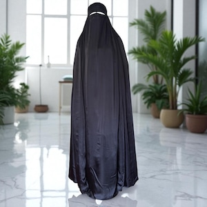 Black Niqabi Split Eyes Burqa: New Design Full Coverage Burka With Arm ...