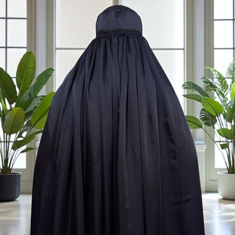 Black Niqabi Split Eyes Burqa: New Design Full Coverage Burka With Arm ...