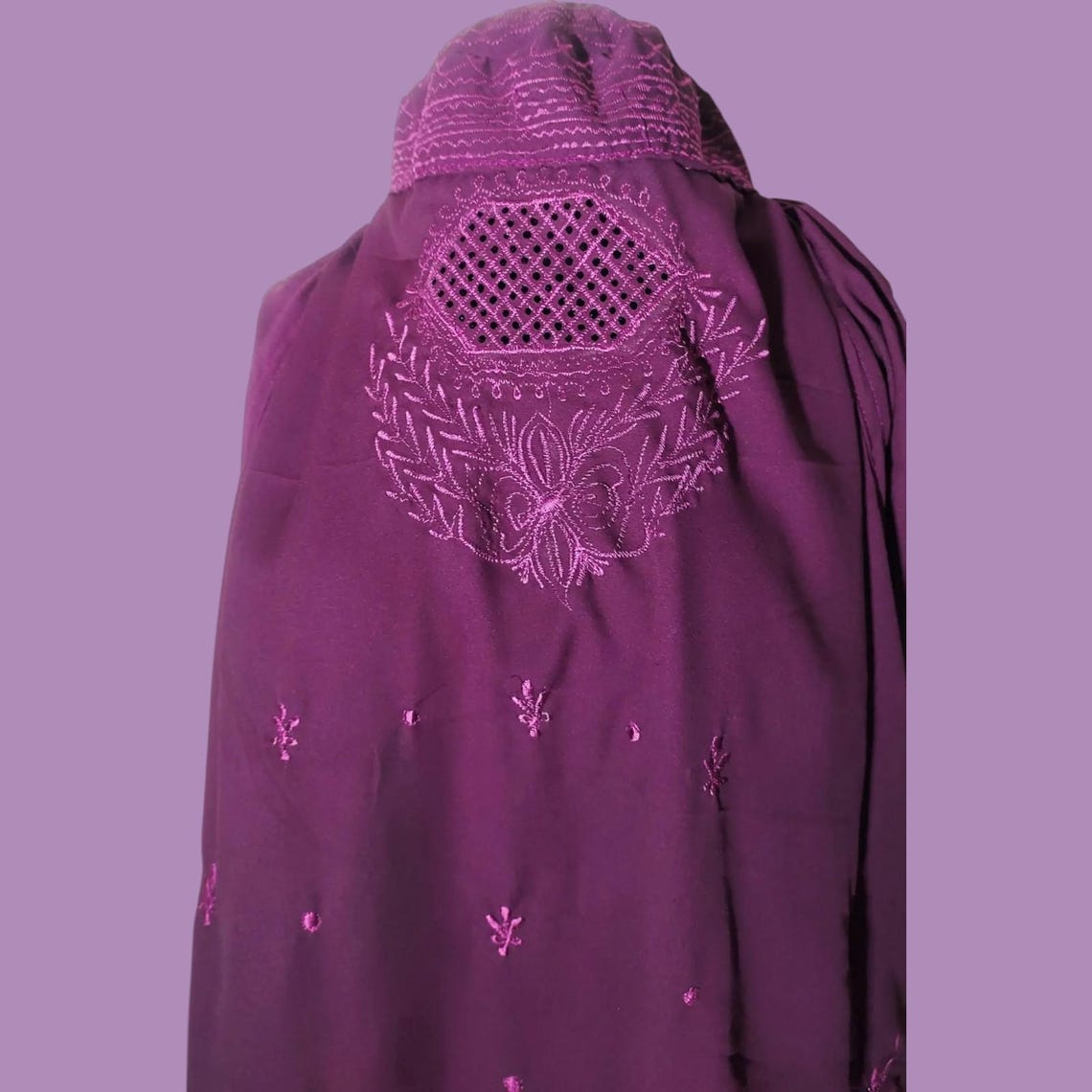 Afghan Topi Burqa Chadri Jilbab Abaya | Handmade Purple Burka Kaftan ...