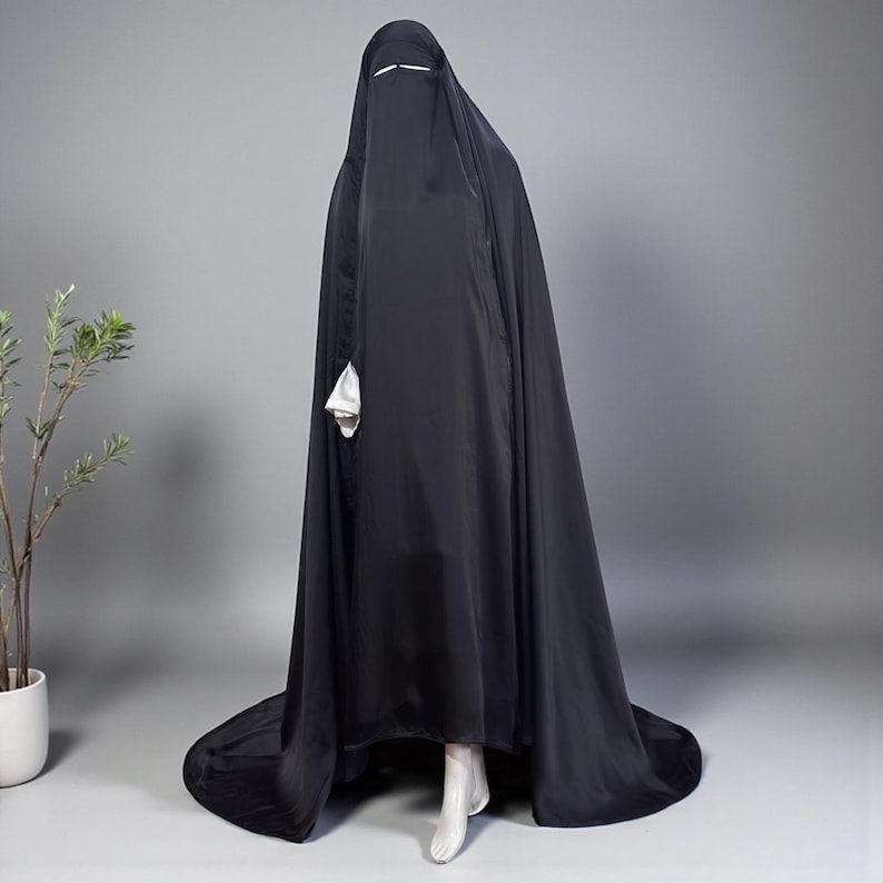 Black Niqabi Burqa: Split Eyes Kashmiri Nikab Burka With Arm Holes, No ...