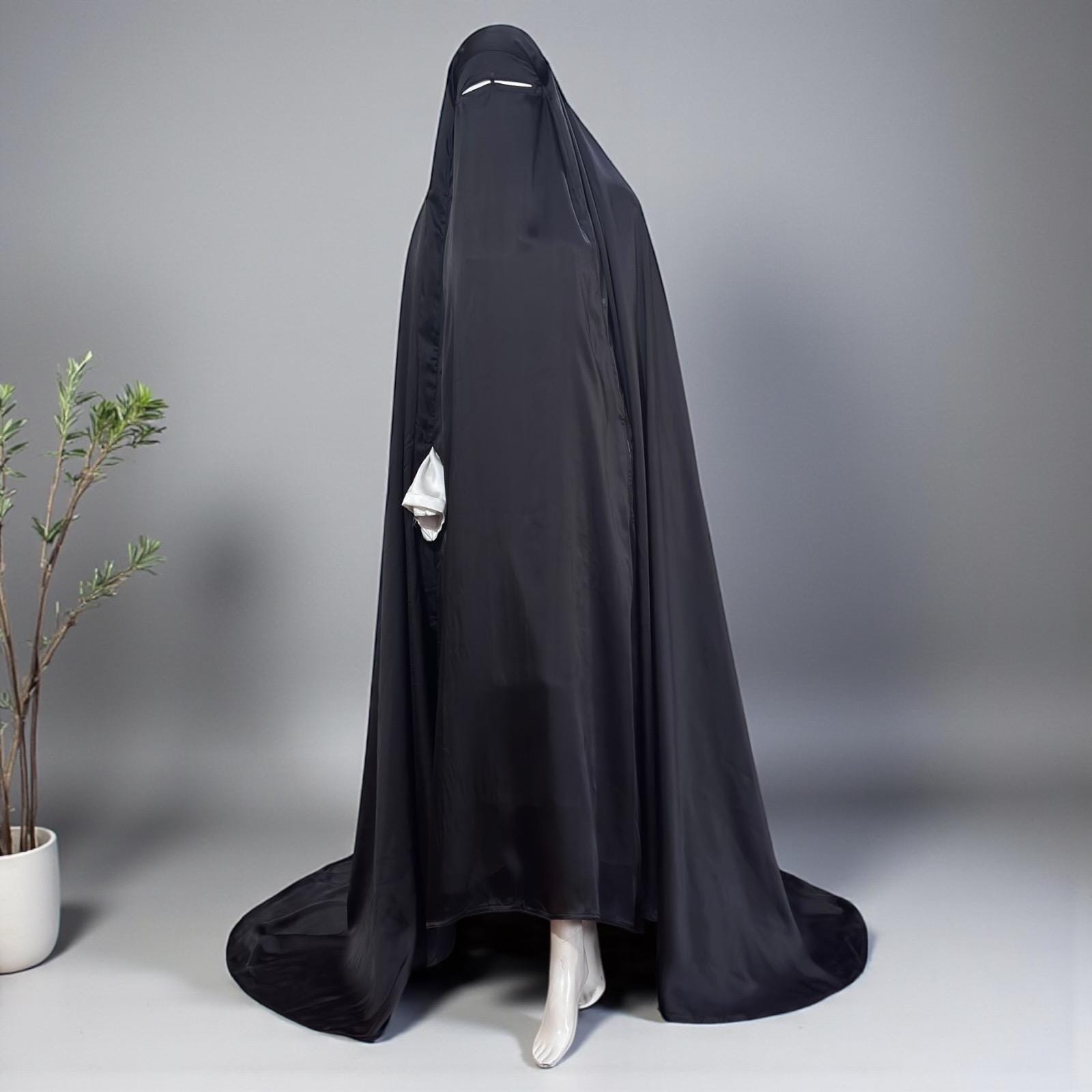 Black Niqabi Burqa: Split Eyes Kashmiri Nikab Burka With Arm Holes, No ...