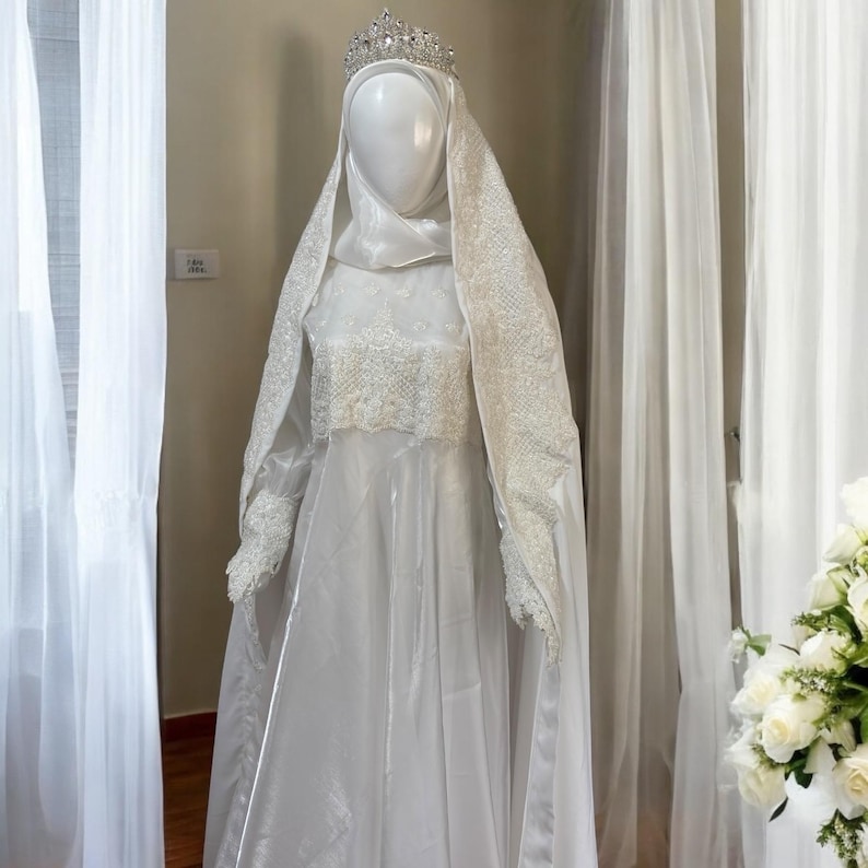Complete Nikah Chador Set – Overhead Front Open Embellished Chadar With ...